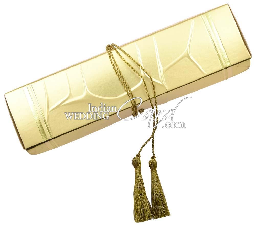 2 scrolls in one invitation - Gold color small box scroll invitation ...