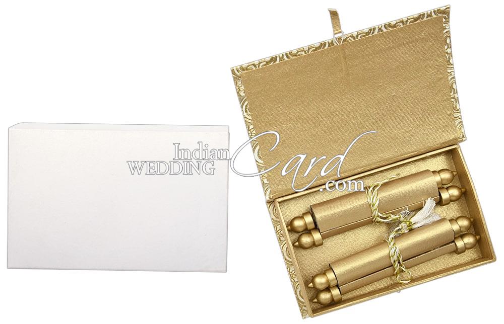 2 scrolls in one invitation - Gold color small dome-shaped hardbound ...