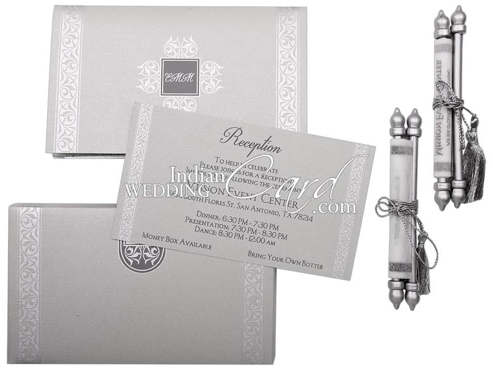 2 scrolls in one invitation –Off-white color small box scroll ...