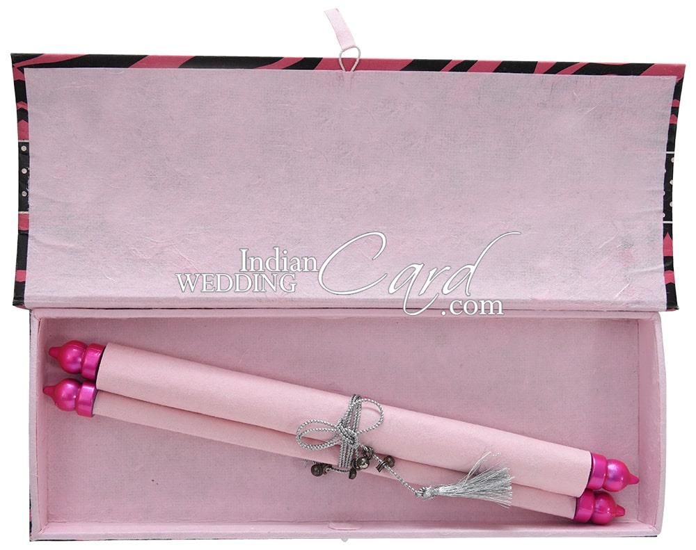 S1187, Pink Color, Scroll Invitations, Jewish Invitations, Box Scrolls.