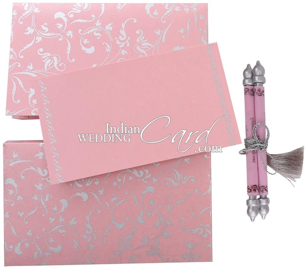 S1193, Pink Color, Shimmery Finish Paper, Scroll Invitations, Jewish ...