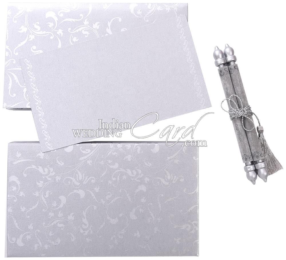S1195, Silver Color, Shimmery Finish Paper, Scroll Invitations, Jewish ...