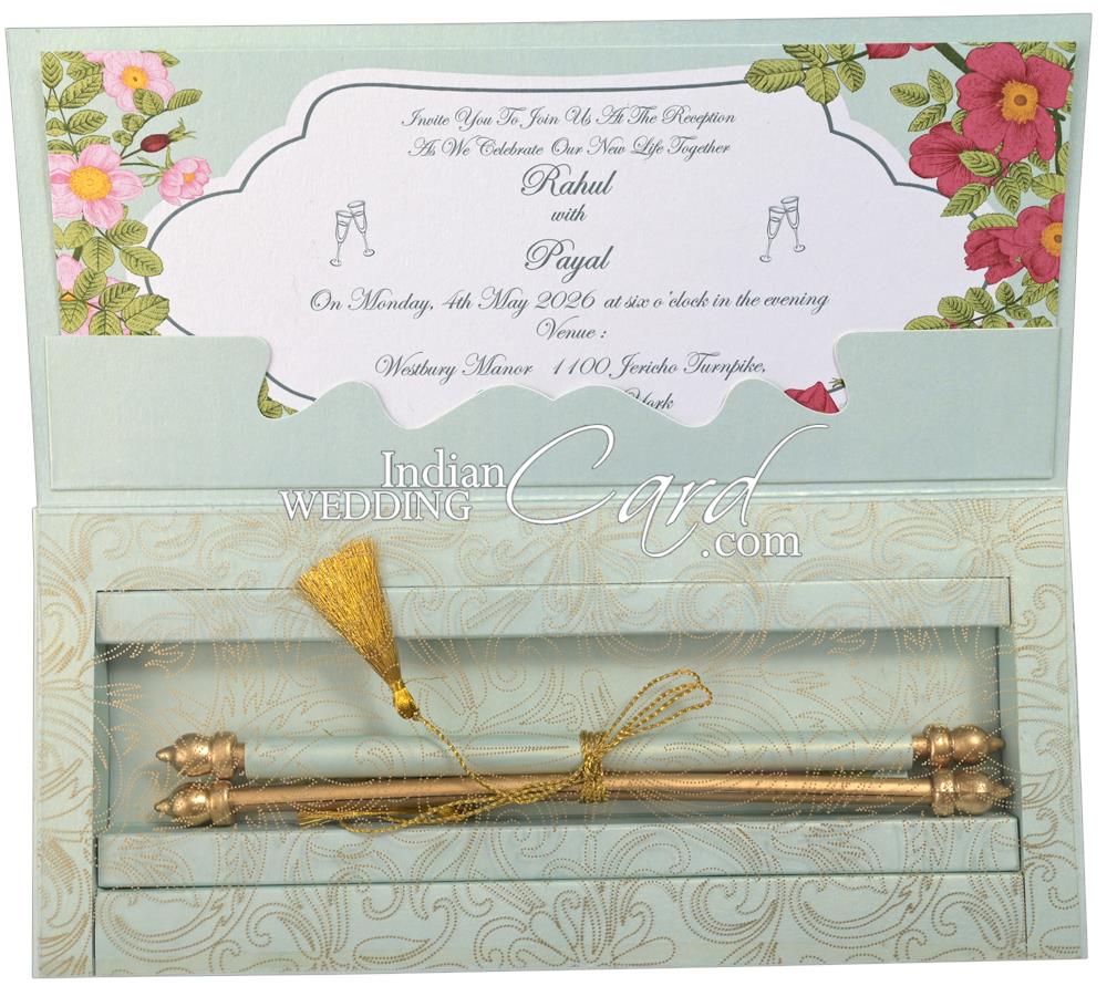 S1238, Blue Color, Shimmery Finish Paper, Scroll Invitations, Jewish ...