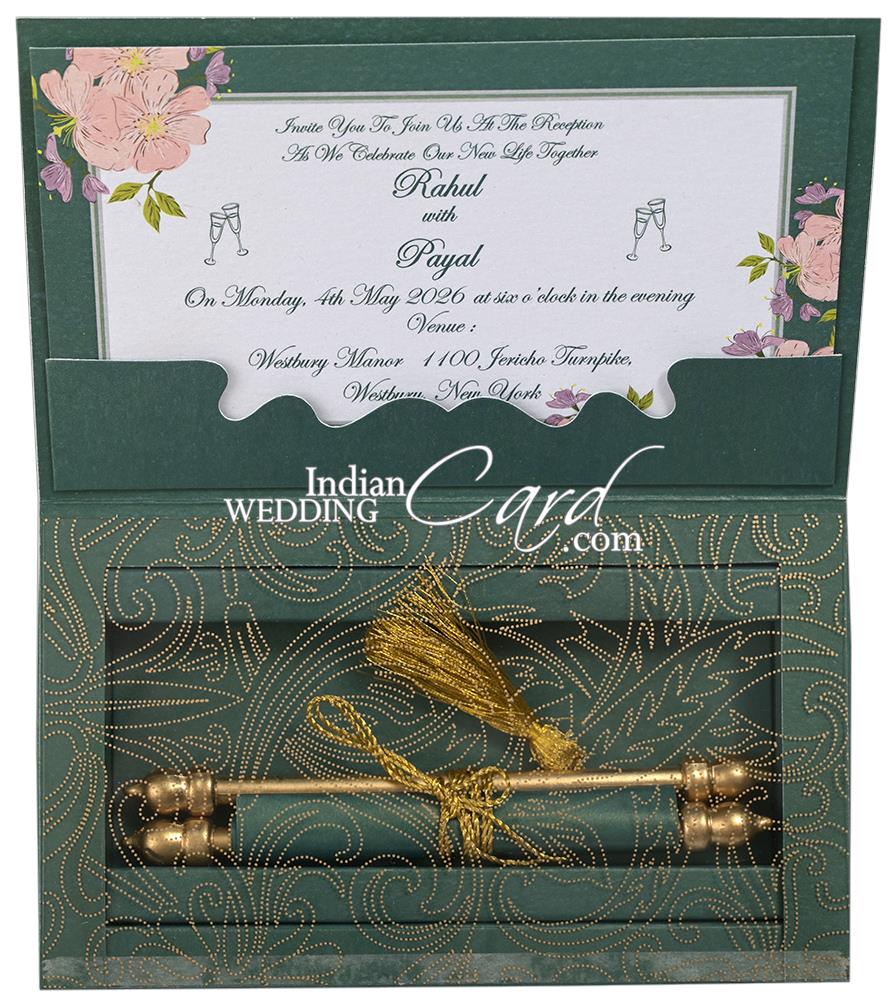 S1250, Green Color, Shimmery Finish Paper, Scroll Invitations, Small ...