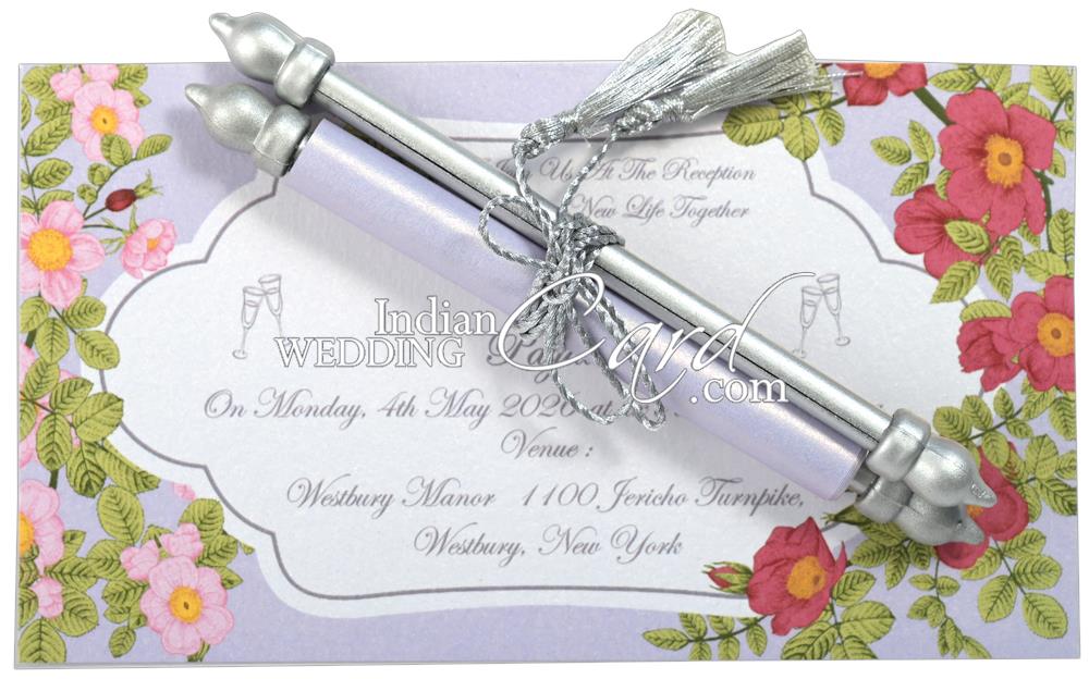 S1256, Blue Color, Shimmery Finish Paper, Scroll Invitations, Small ...