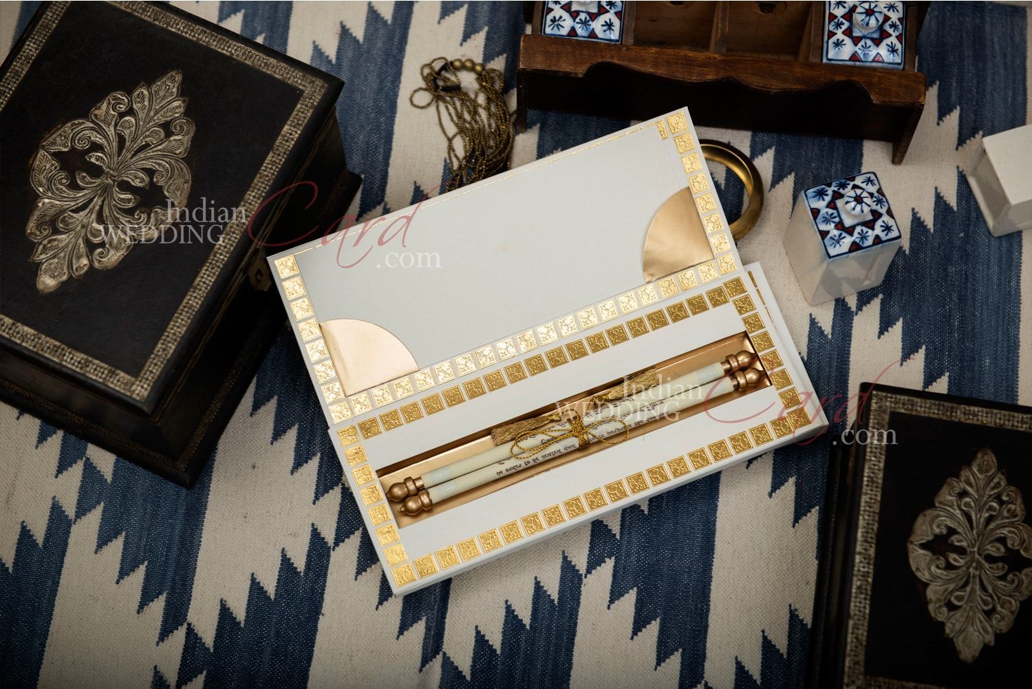 S178, White Color, Scroll Invitations, Jewish Invitations, Box Scrolls.