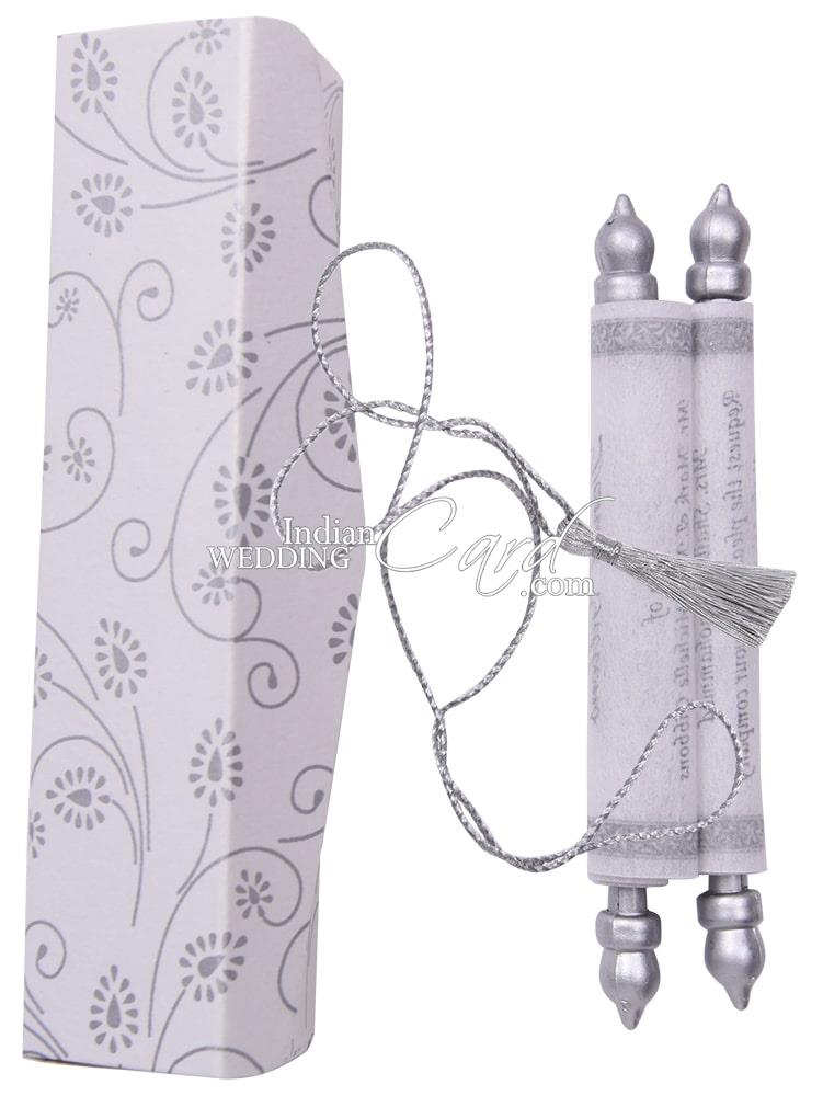 S358, White Color, Scroll Invitations, Jewish Invitations, Small Size ...