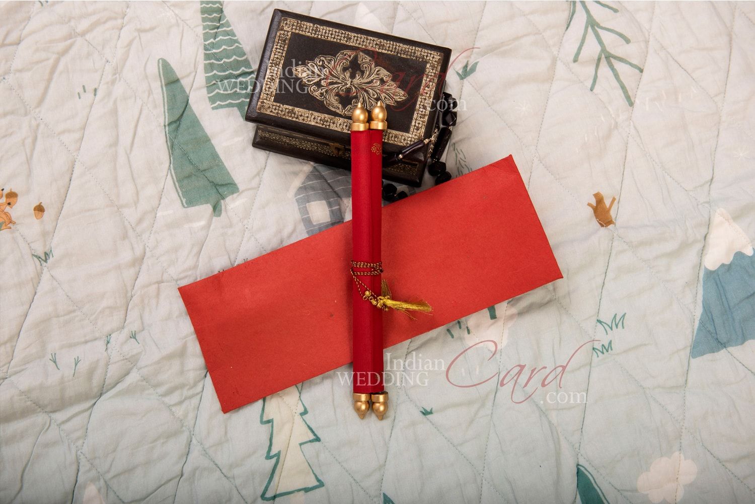 S405, Red Color, Scroll Invitations, Jewish Invitations, Fabric Scrolls.
