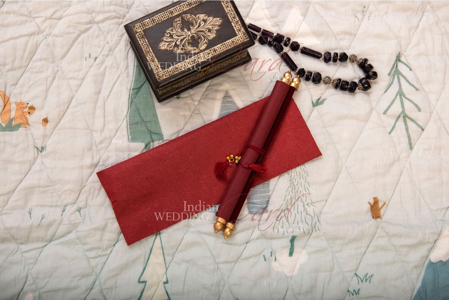 S406, Red Color, Scroll Invitations, Jewish Invitations, Fabric Scrolls.