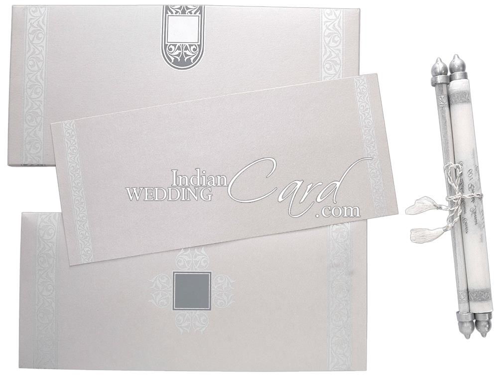 S735, Silver Color, Shimmery Finish Paper, Scroll Invitations, Jewish ...