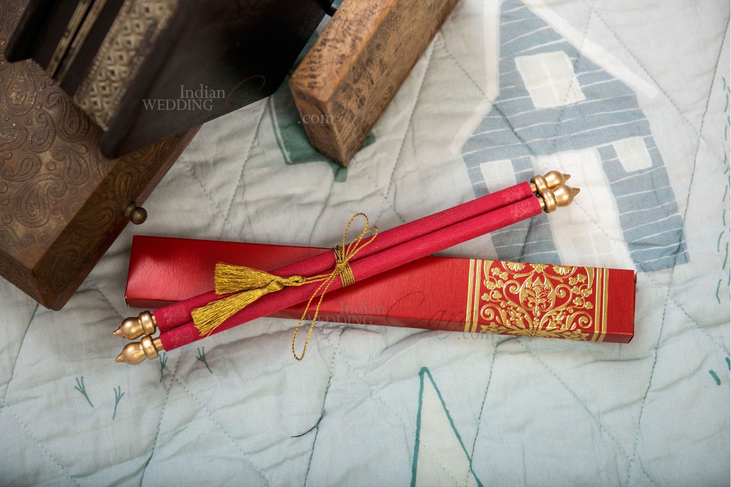 S862, Red Color, Shimmery Finish Paper, Scroll Invitations, Jewish ...