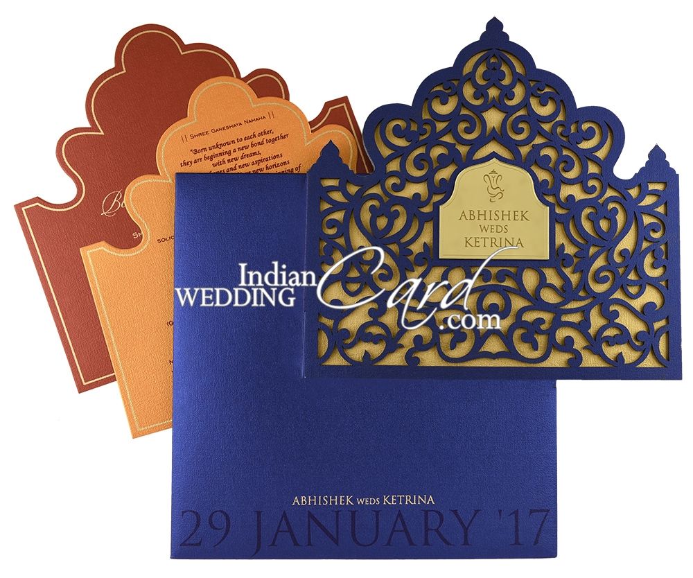 IWLV48, Blue Color, Shimmery Finish Paper, Odd Shape Cards, Laser Cut ...