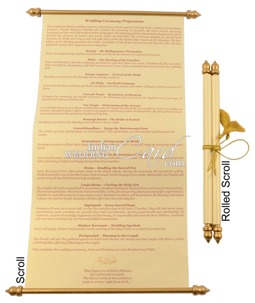 Cream Color, Unique Wedding Program Book, Indian Wedding Card-Program ...