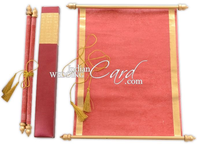 S1078, Red Color, Shimmery Finish Paper, Scroll Invitations, Jewish ...