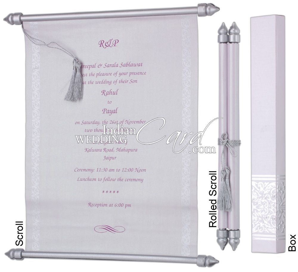 S982, Purple Color, Shimmery Finish Paper, Box Scrolls.