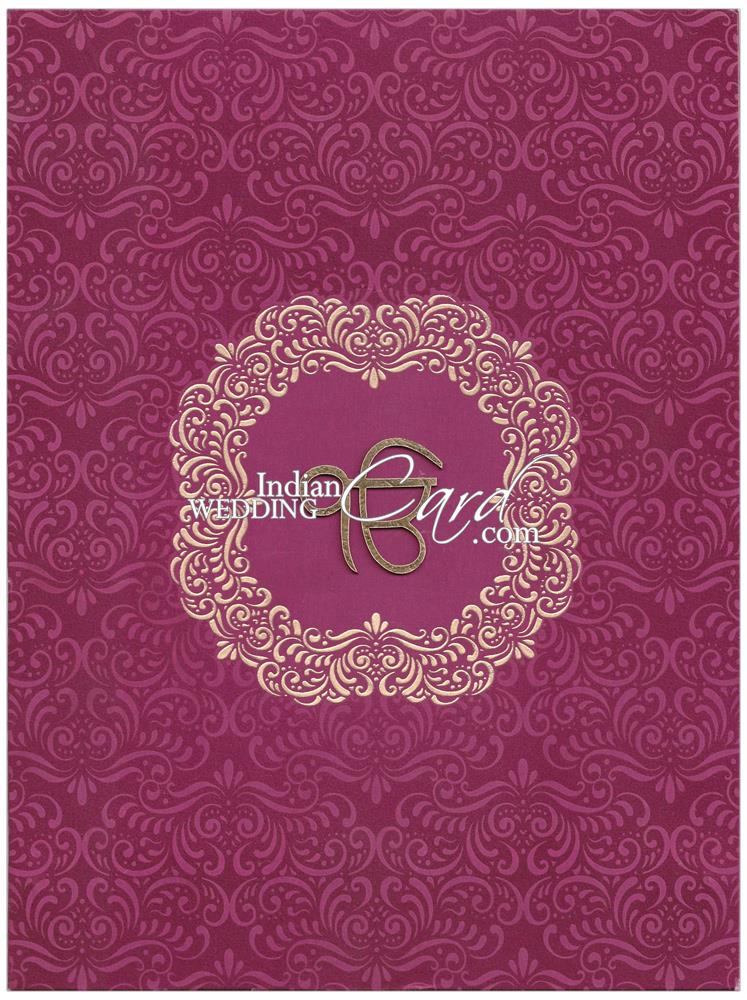 D-10286, Purple Color, Shimmery Finish Paper, Sikh Cards.