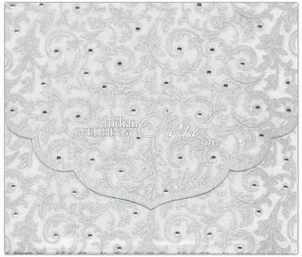 D-4987, White Color, Card with Rhinestones, Sikh Cards.
