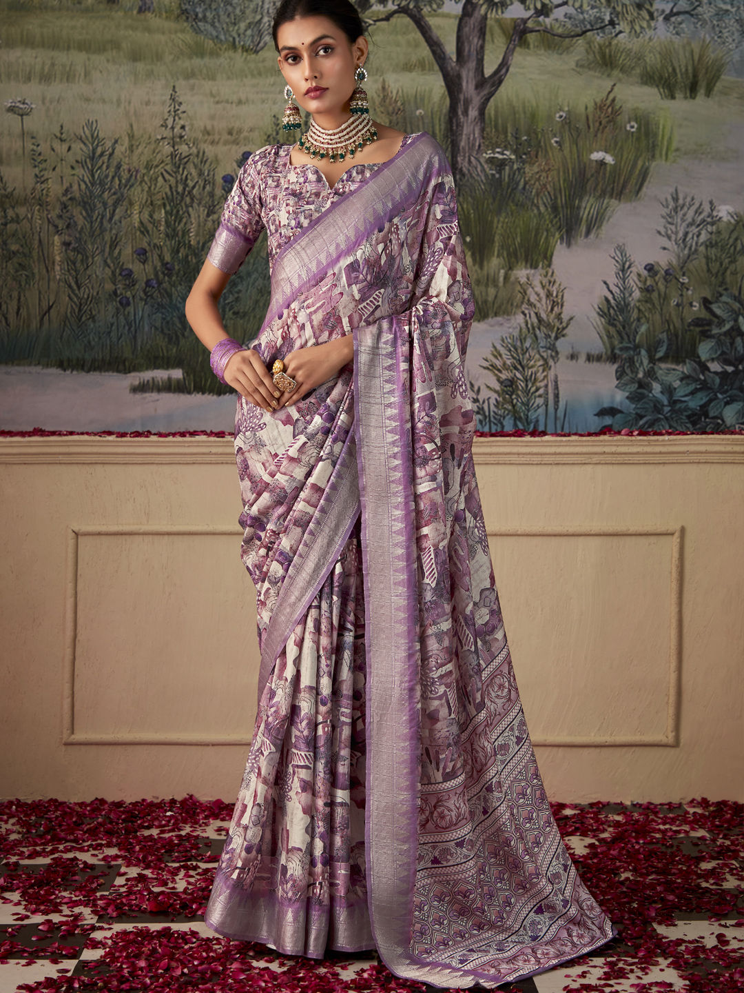 Party Wear, Traditional Multicolor color Tussar Silk fabric Saree : 1952842