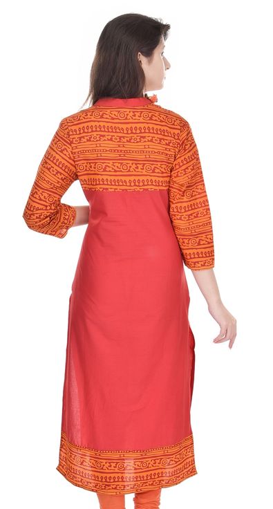 1538633: Designer Orange color Cotton fabric Kurti