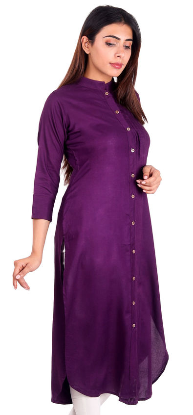 Casual Purple and Violet color Rayon fabric Kurti : 1580921