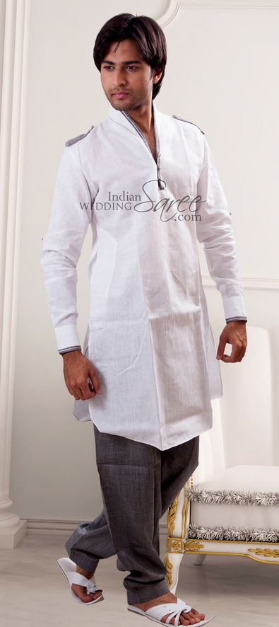 12558: Black and Grey, White and Off White color Cotton, Linen fabric ...