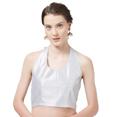 1526724: Silver color Art Silk fabric Blouse