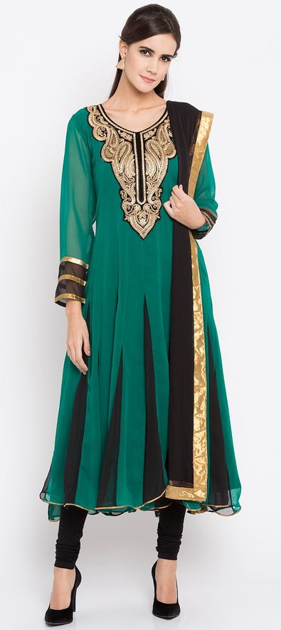 1547374: Party Wear Green color Faux Georgette fabric Salwar Kameez
