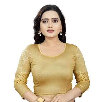 Gold color Lycra fabric Blouse : 1827453