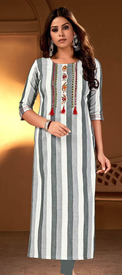 Casual Black and Grey color Cotton fabric Kurti : 1838612