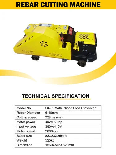 GQ-52 Rebar Cutting Machine | 40 mm Fully Automatic Iron Bar Cutter (4 ...