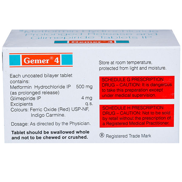 Buy Gemer 4 mg Tablet (10 Tab) Online: Price, Uses, and Side Effects ...