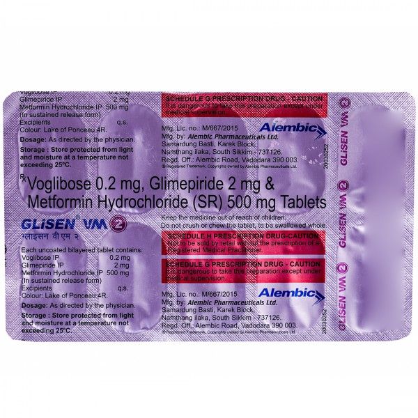 Buy Glisen VM 2 mg Tablet (10 Tab) Online: Price, Uses, and Side ...