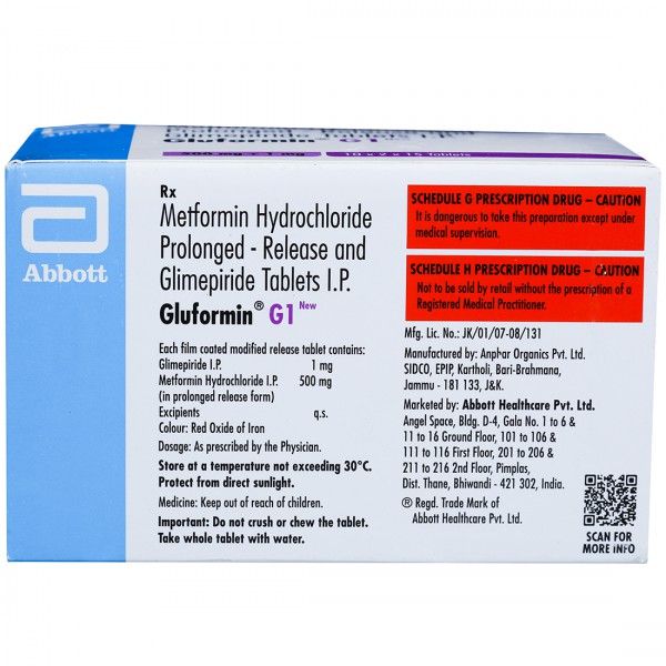 Buy Gluformin G1(New) Tablet (15 Tab) Online: Price, Uses, and Side ...