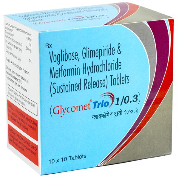 Buy Glycomet Trio 1/0.3 Tablet (10 Tab) Online: Price, Uses, and Side ...