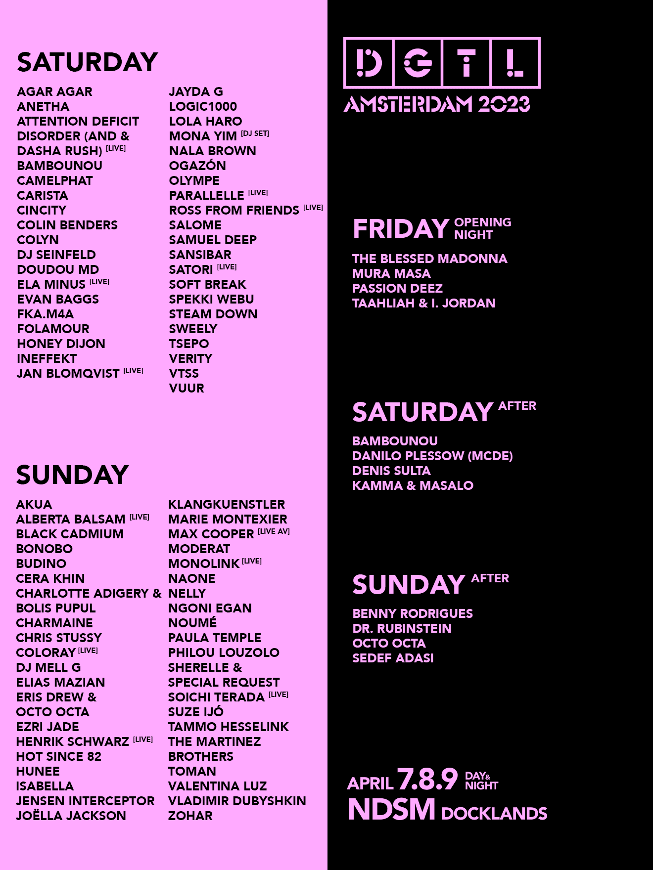 DGTL Amsterdam 2023: cartel, noticias, entradas