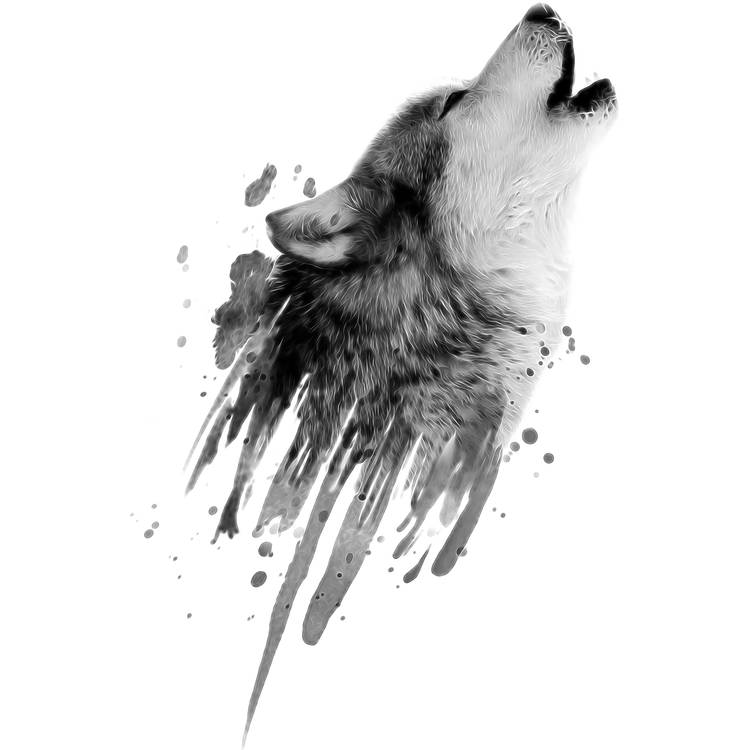 Gray Splash Wolf Tattoo Design - Tattapic®