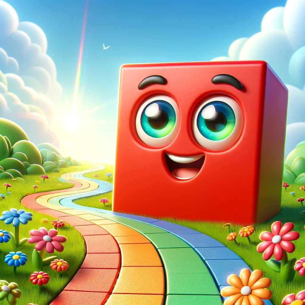 The red square starts his journey with excitement. "Today, I'll make ...