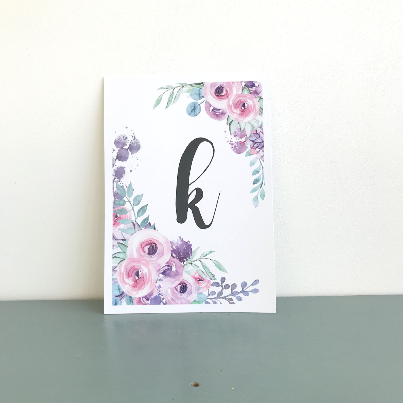 Plakatas su k raide bei pastelinėmis gėl... - Pigus/nemokamas siuntimas ...