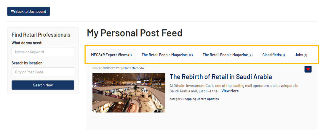 Member Dashboard Overview - Shopping Centre & Retail Support Centre By ...