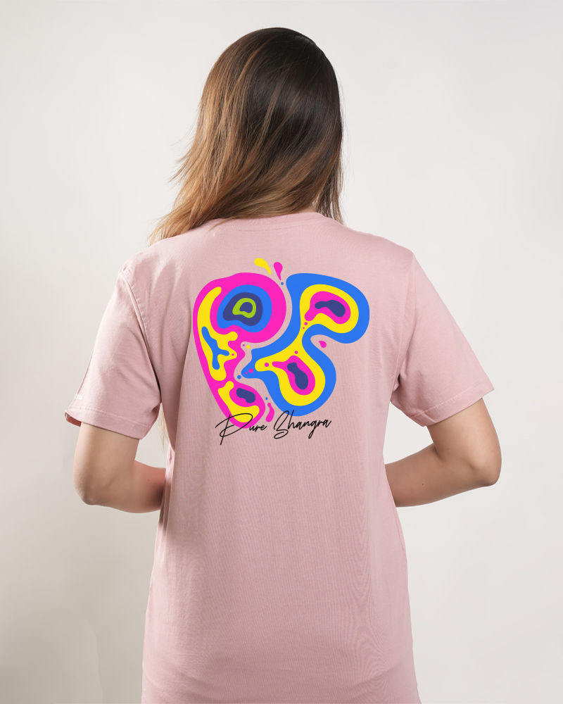 PB Logo Front & Back Graphic Print cotton Casual Tshirt - Baby Pink