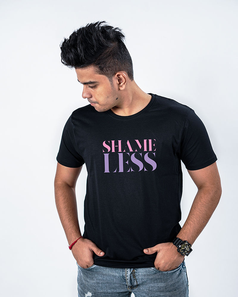 Buy Shameless Black Printed T-Shirts online at Mostlysane | The Merchbay