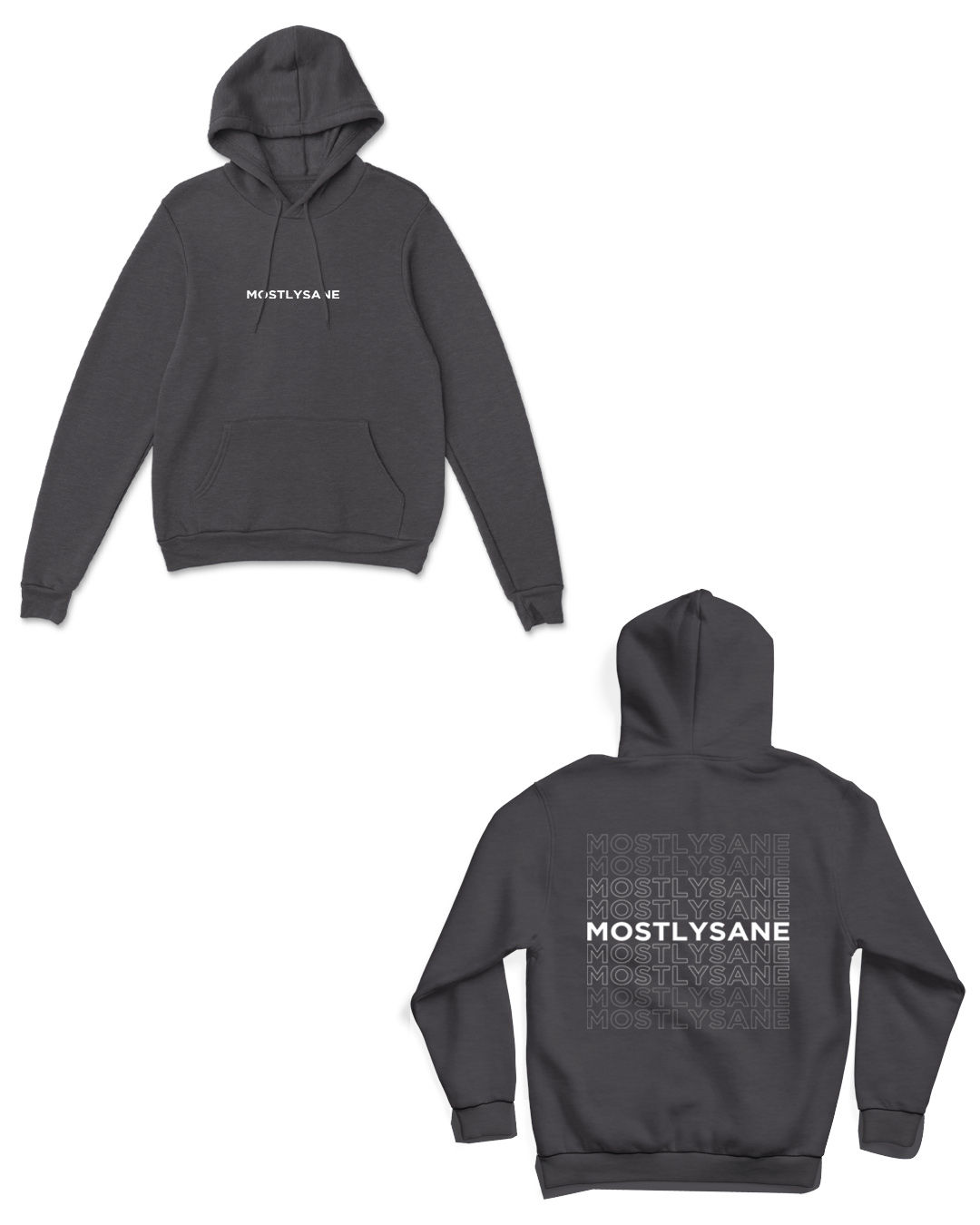 Buy MostlySane Charcoal Color Hoodies at Mostlysane | Merch Garage