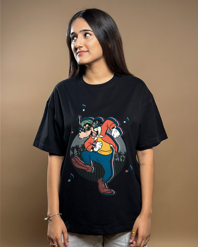 Goofy Dancing Black Oversized Tshirt - Jonita Gandhi | MerchGarage