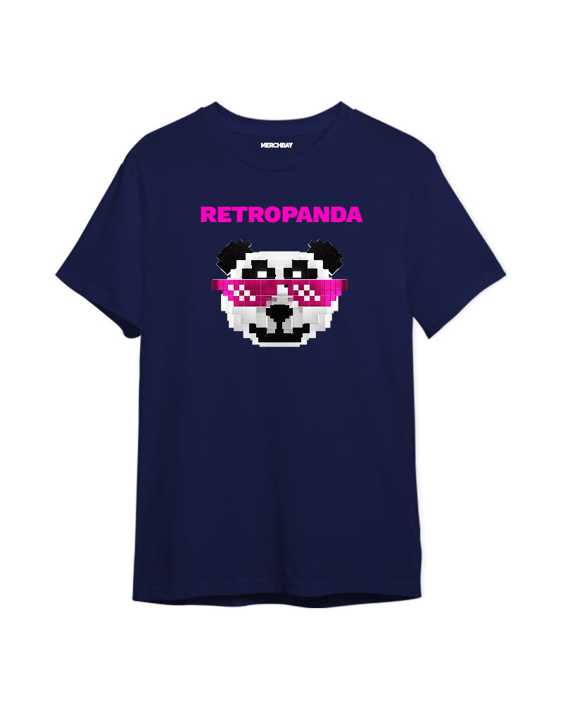 RetroPanda Navy Blue Printed T-Shirts online at Badshah | Merch Garage
