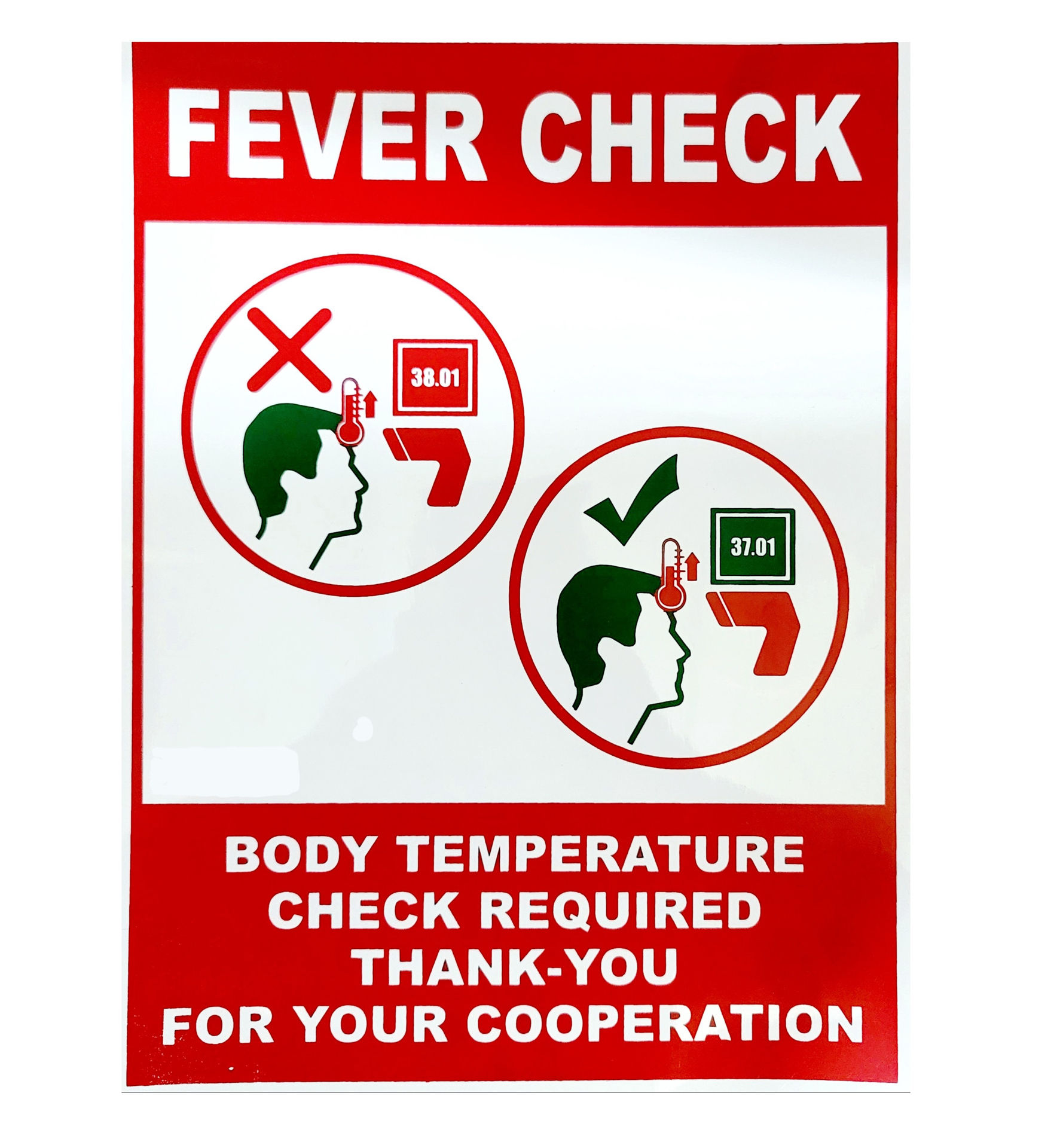 Buy Fever Check - Body Temperature Check Required Sign Online in ...