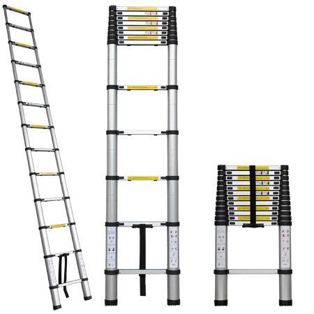 Buy Telescopic Aluminum Ladder Non Slip Extendable Straight Step Ladder ...