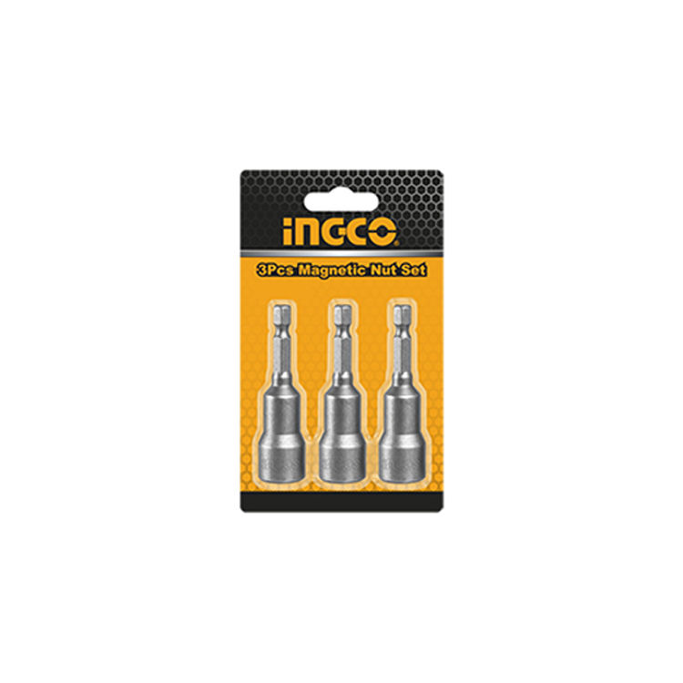 Ingco AMN0831 3 Pcs 50BV30 8mm Nut Driver Magnetic Impact Socket Set