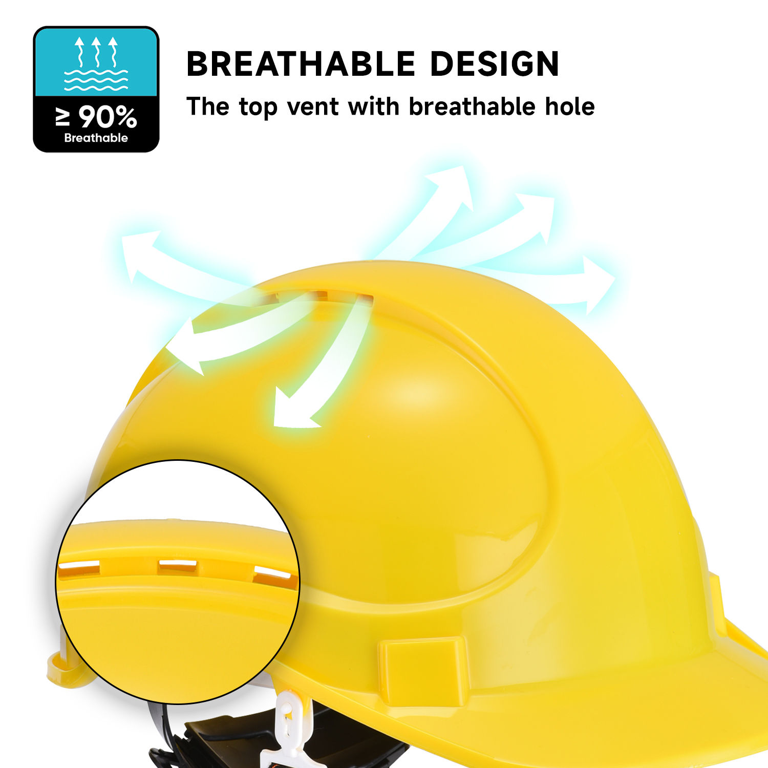 Buy Safeyear W 018 Yellow ABS Ventilated Safety Helmet with Adjustable ...