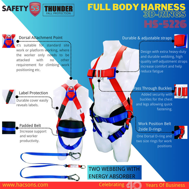 Buy THUNDER HS-5226 3-D Point Safety Harness for Construction Online in ...