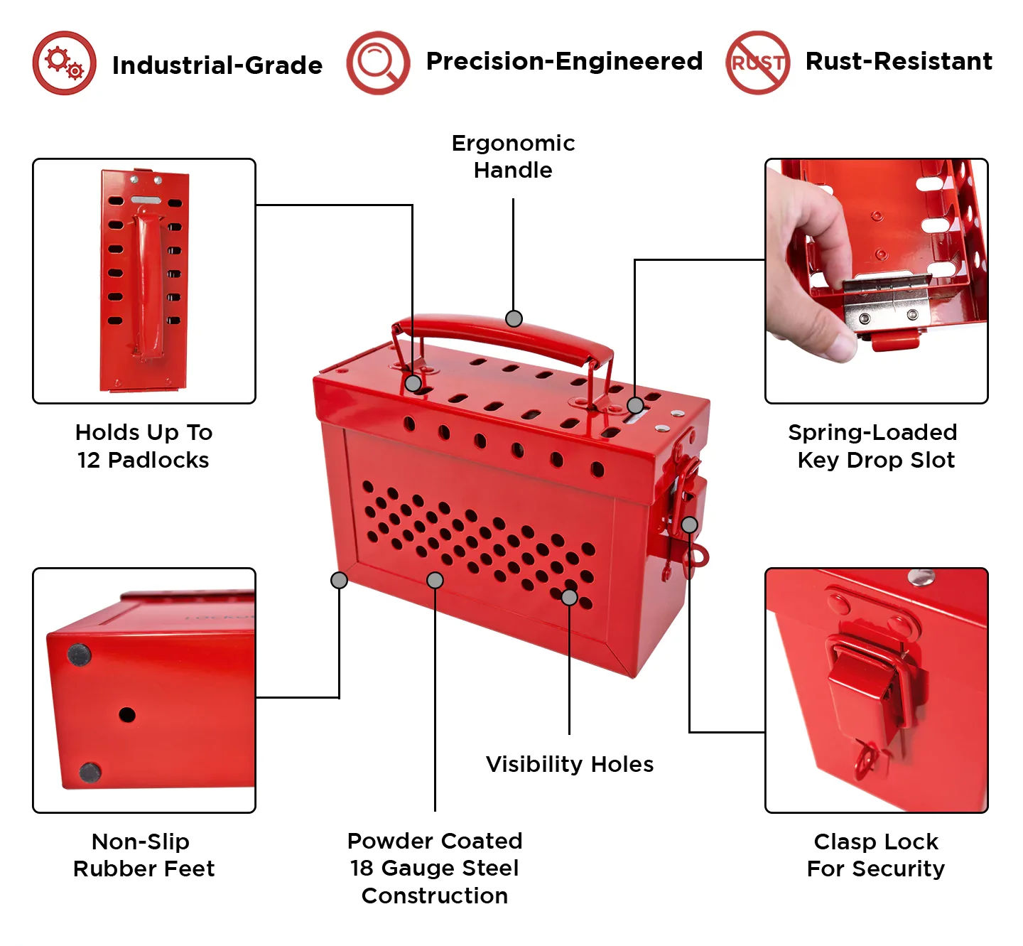 Buy Heavy Duty Steel Safety Lockout Red Box Online in Pakistan with ...